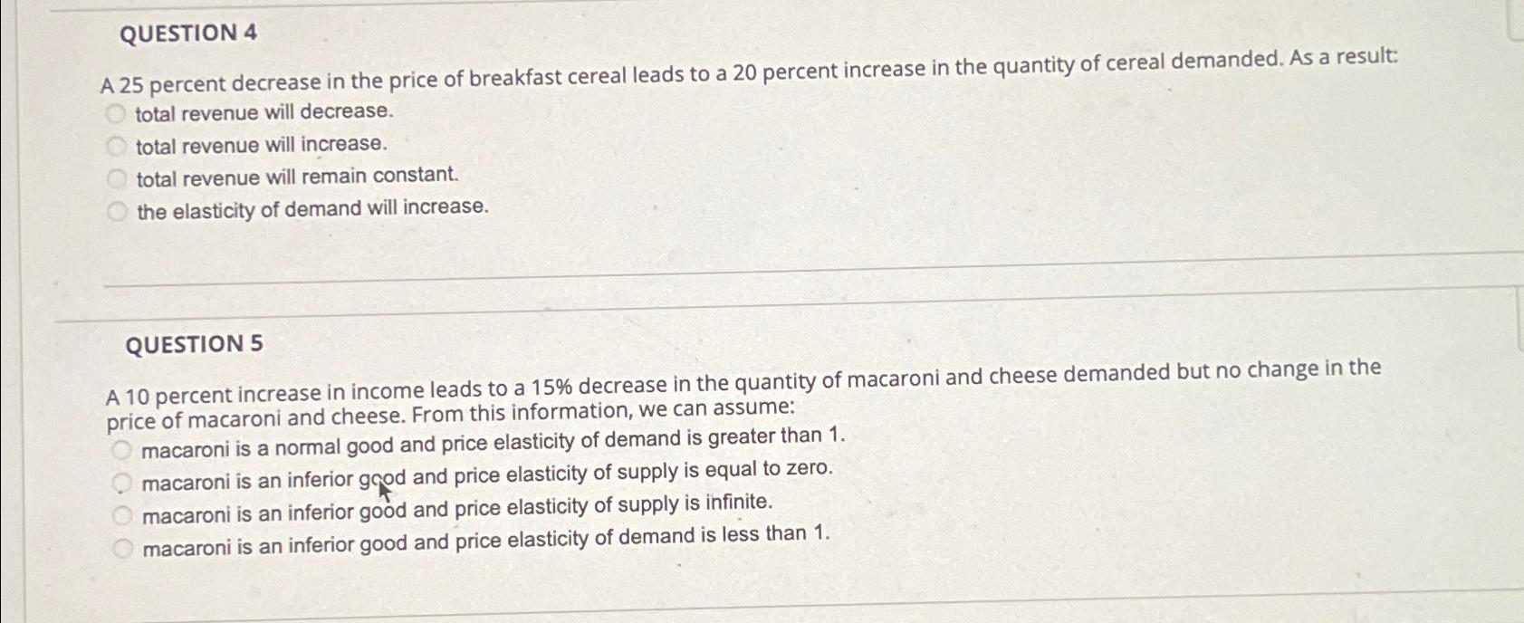 Solved QUESTION 4A 25 ﻿percent decrease in the price of | Chegg.com