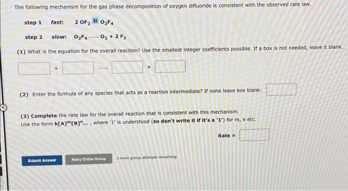 Solved The following mechanism for the gas phase | Chegg.com