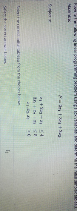 Solved Rewrite the following linear programming problem | Chegg.com