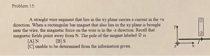 Solved A straight wire segment that lies in the xy plane | Chegg.com