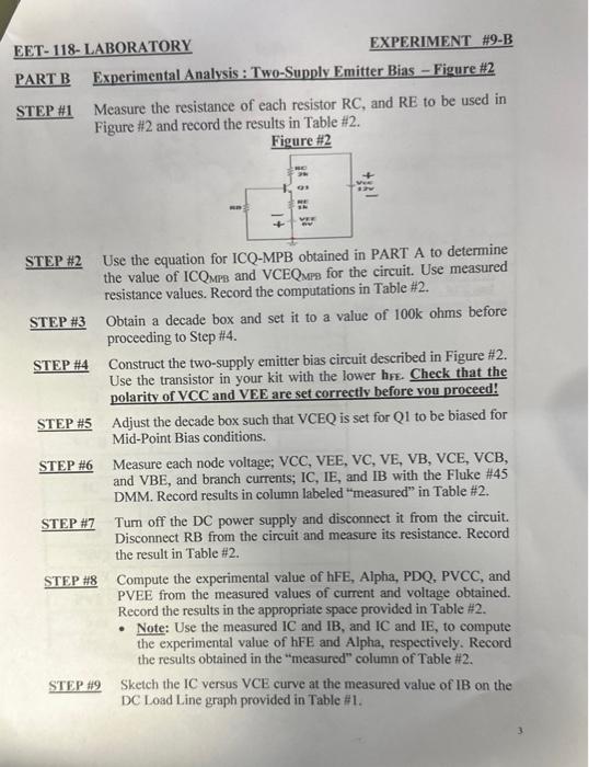 Solved EET-118- LABORATORY EXPERIMENT \#9-B PART B | Chegg.com