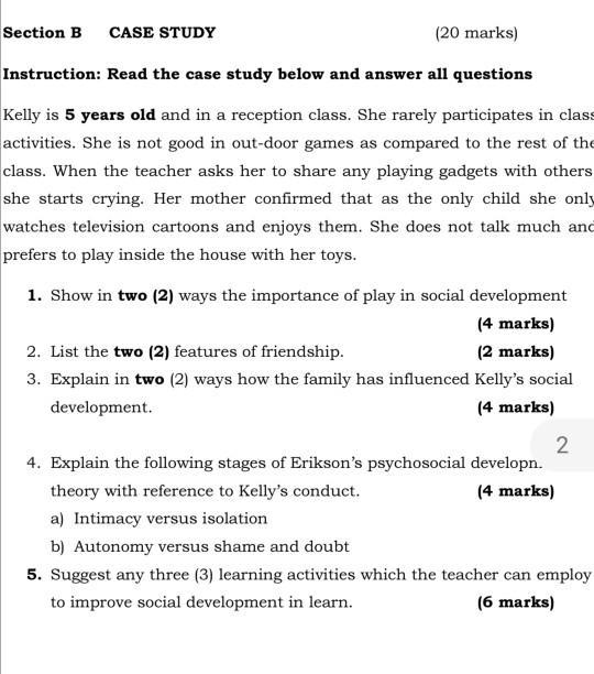 Solved Section B CASE STUDY (20 marks) Instruction: Read the | Chegg.com