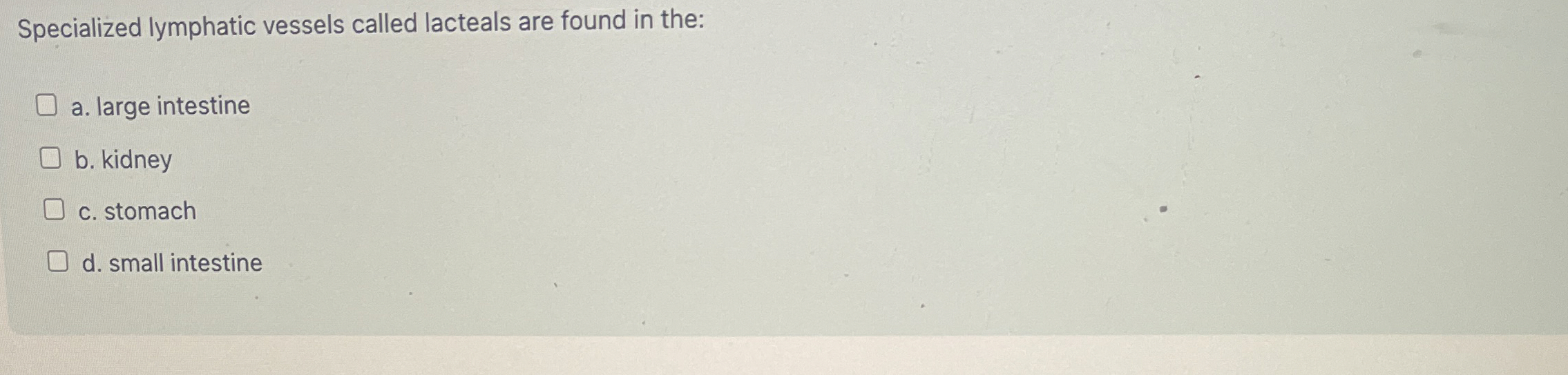 Solved Specialized lymphatic vessels called lacteals are | Chegg.com