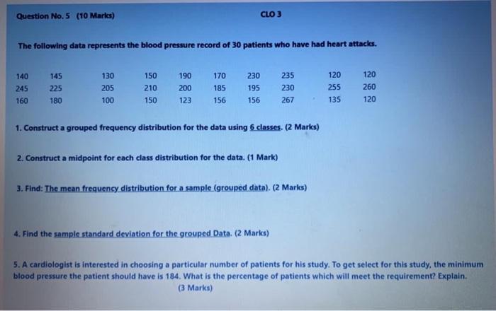 Solved Question No.5 (10 Marks) CO3 The following data | Chegg.com Solved Question No.5 (10 Marks) CO3 The following data | Chegg.com