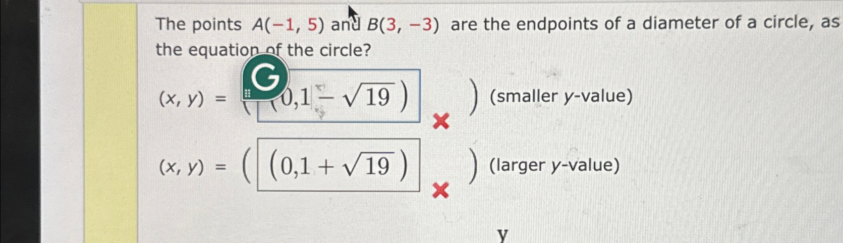 Solved The points A(-1,5) ﻿and B(3,-3) ﻿are the endpoints of | Chegg.com