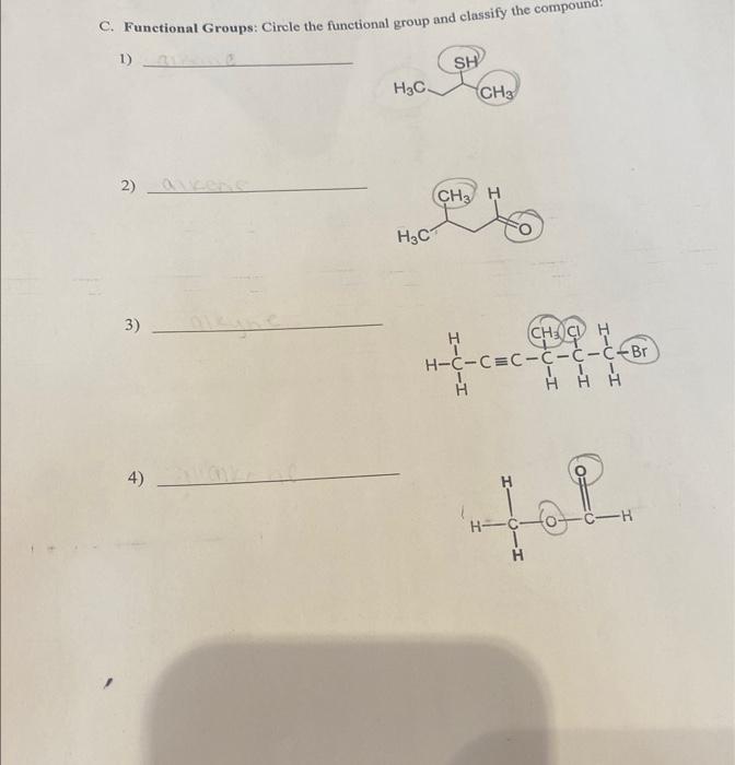 Solved C. Functional Groups: Circle the functional group and | Chegg.com