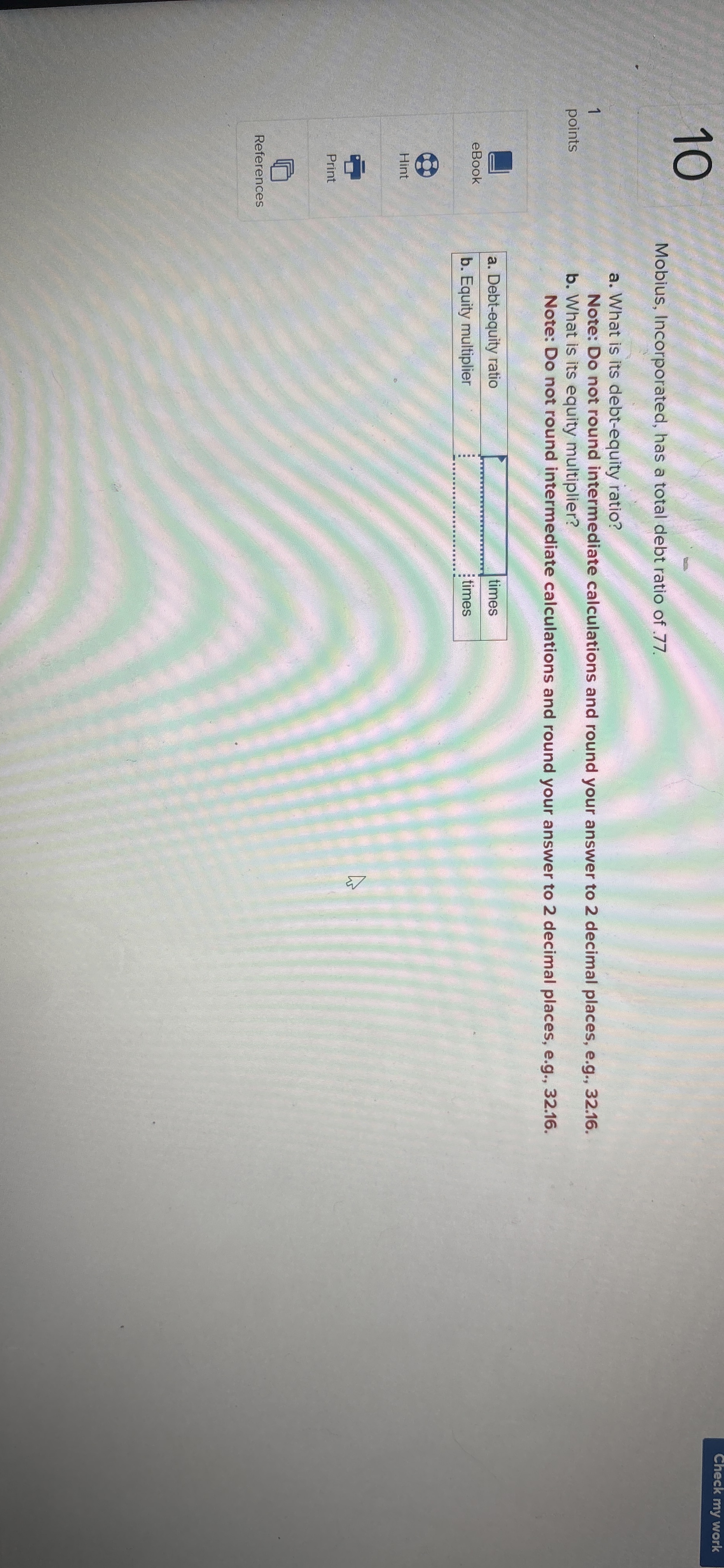 Solved Mobius, Incorporated, has a total debt ratio of | Chegg.com