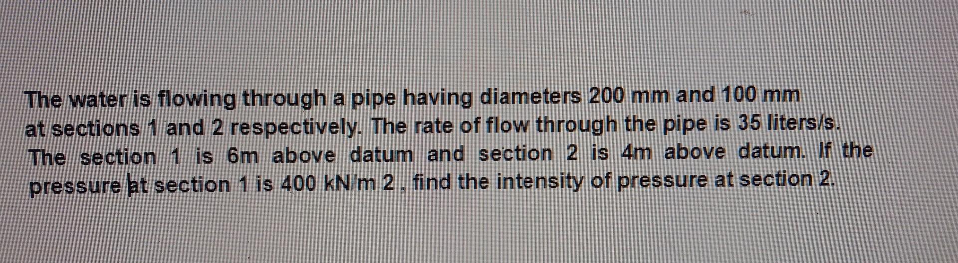 Solved The water is flowing through a pipe having diameters | Chegg.com