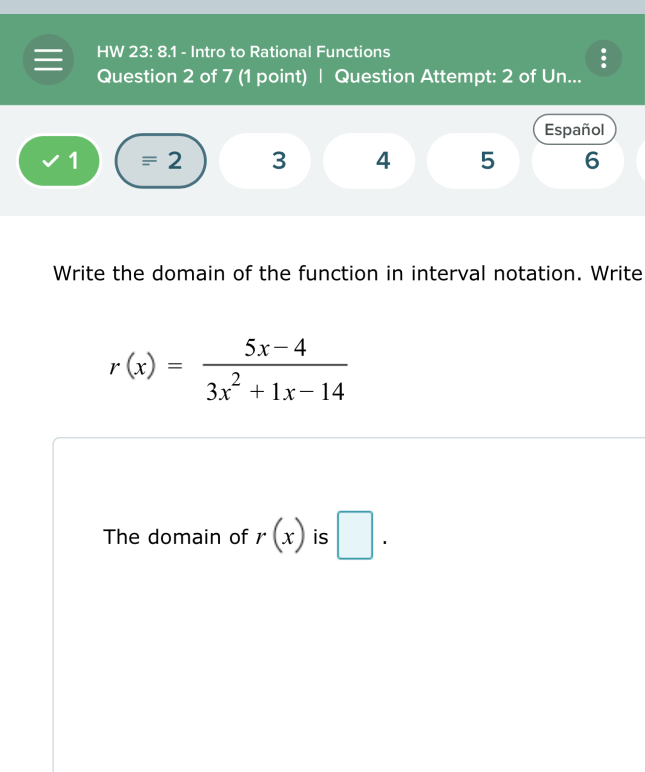 Solved HW 23: 8.1 - ﻿Intro to Rational FunctionsQuestion 2 | Chegg.com