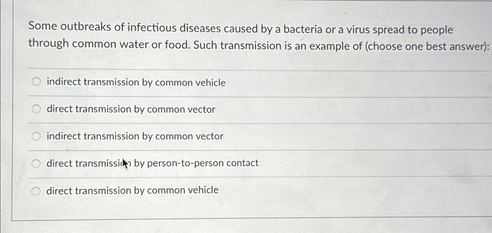 Solved Some outbreaks of infectious diseases caused by a | Chegg.com