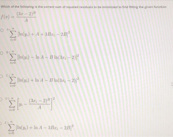 Solved Which of the following is the correct sum of squared | Chegg.com