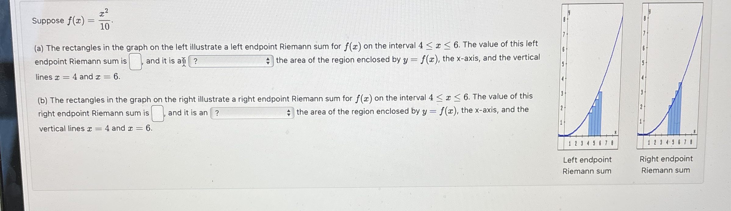 Solved Suppose f(x)=x210.(a) ﻿The rectangles in the graph on | Chegg.com
