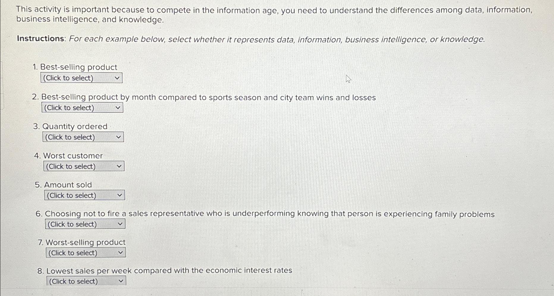 Solved This activity is important because to compete in the | Chegg.com