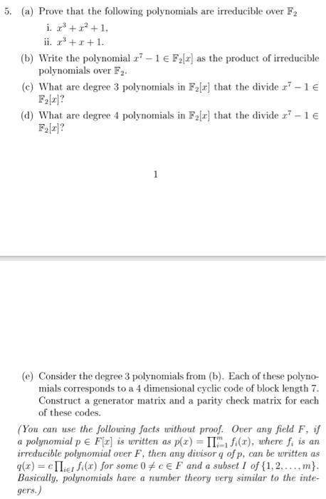 Solved 5. (a) Prove that the following polynomials are | Chegg.com