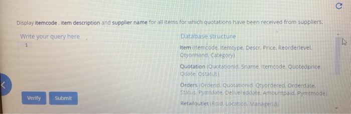 Solved Retrieve the itemcode and average of quantity | Chegg.com