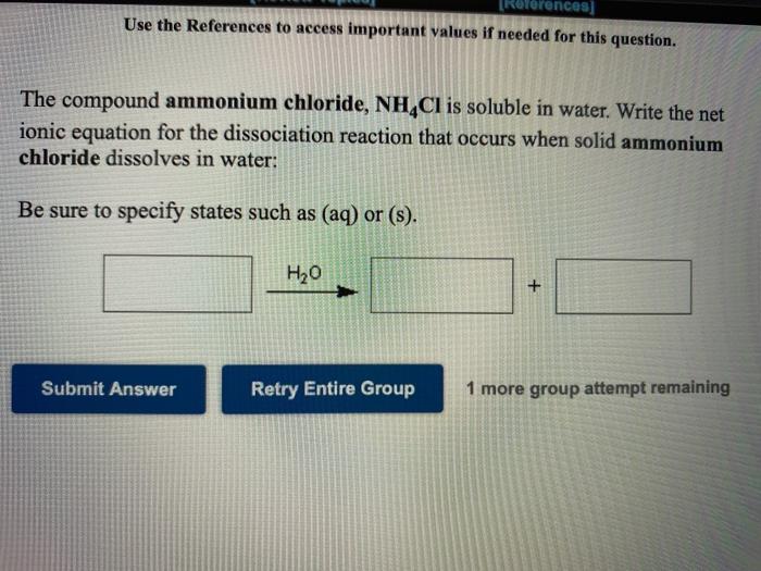 Dissolving Ammonium Chloride In Water Balanced Equation Tessshebaylo