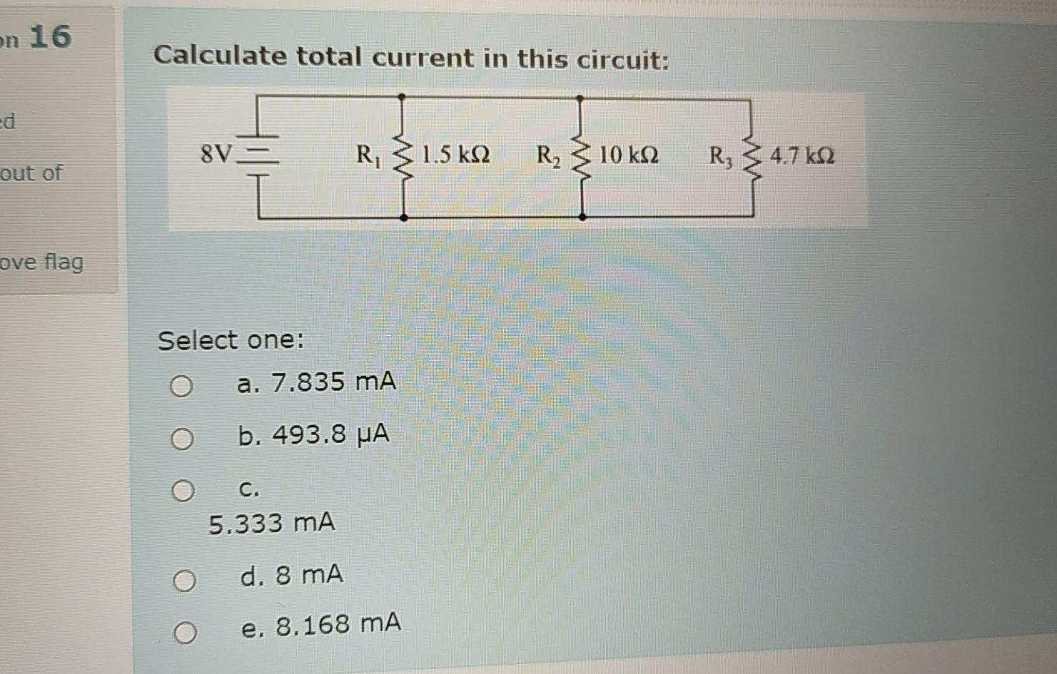 Solved on 16 Calculate total current in this circuit: ed 8V | Chegg.com