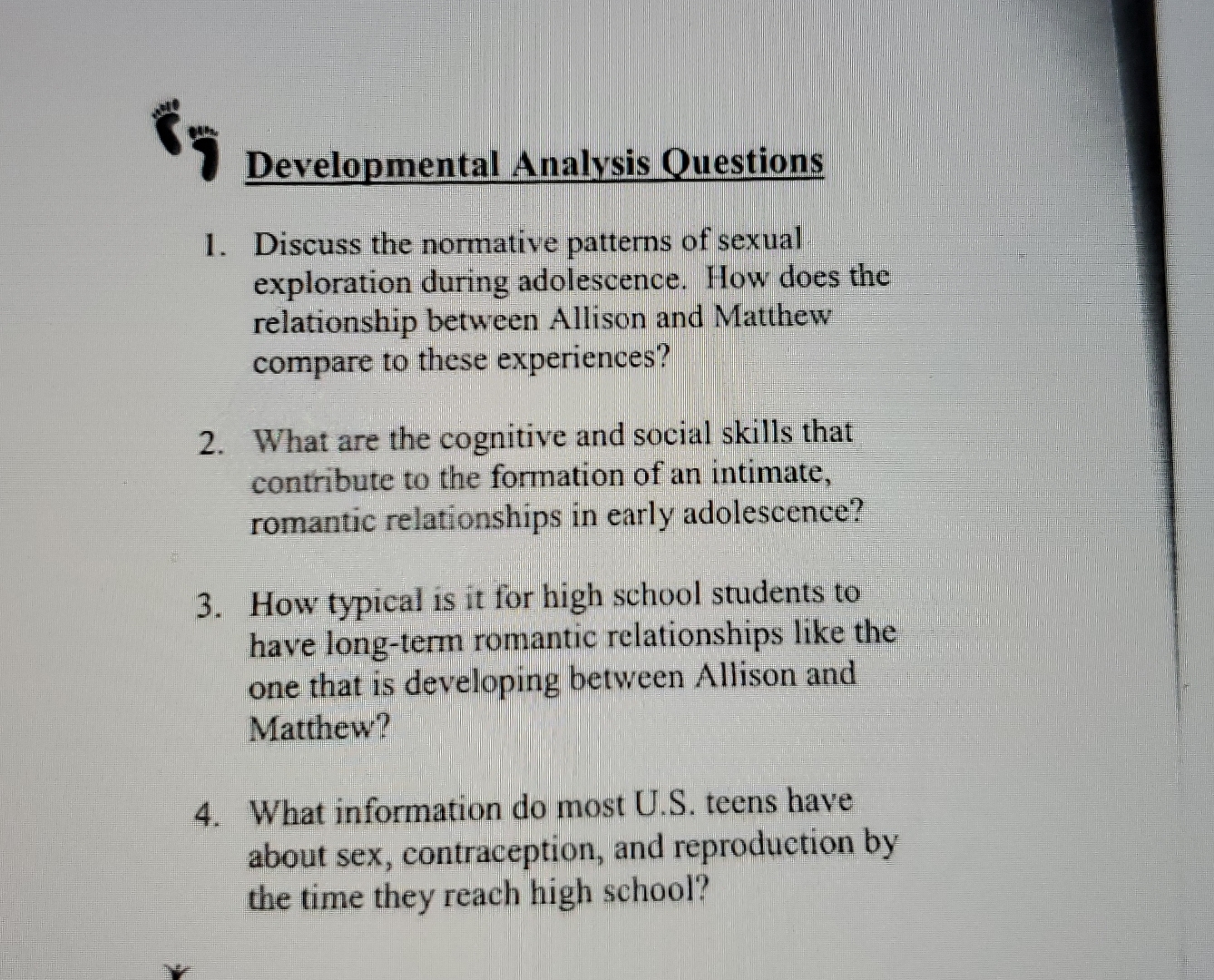 Solved Developmental Analysis QuestionsDiscuss the normative | Chegg.com