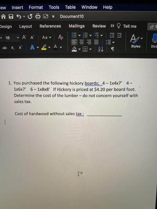 Solved ew Insert Format Tools Table Window Help Document10 | Chegg.com
