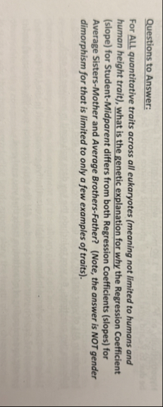 Solved Questions to Answer:For All quantitative traits | Chegg.com