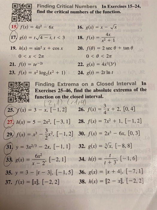 Solved D O Finding Critical Numbers In Exercises 15–24, find | Chegg.com