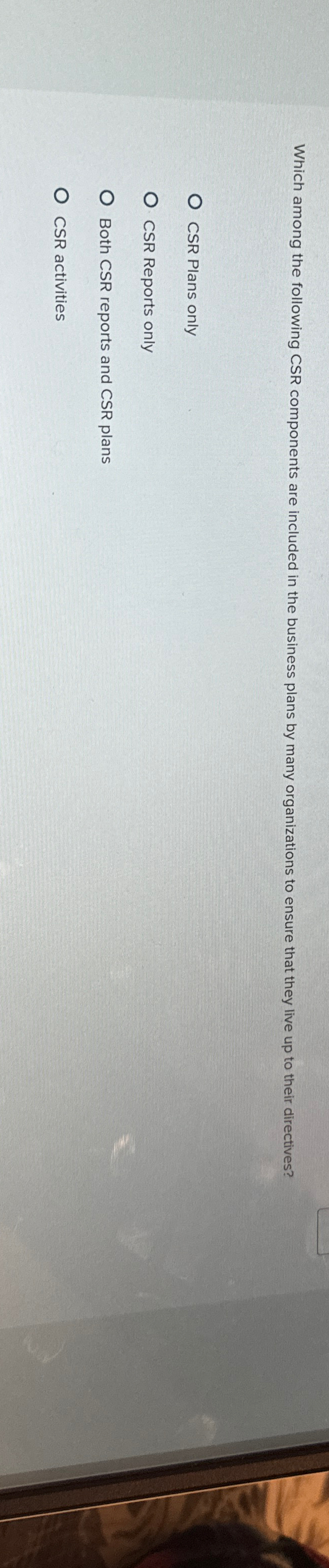 Solved Which among the following CSR components are included | Chegg.com