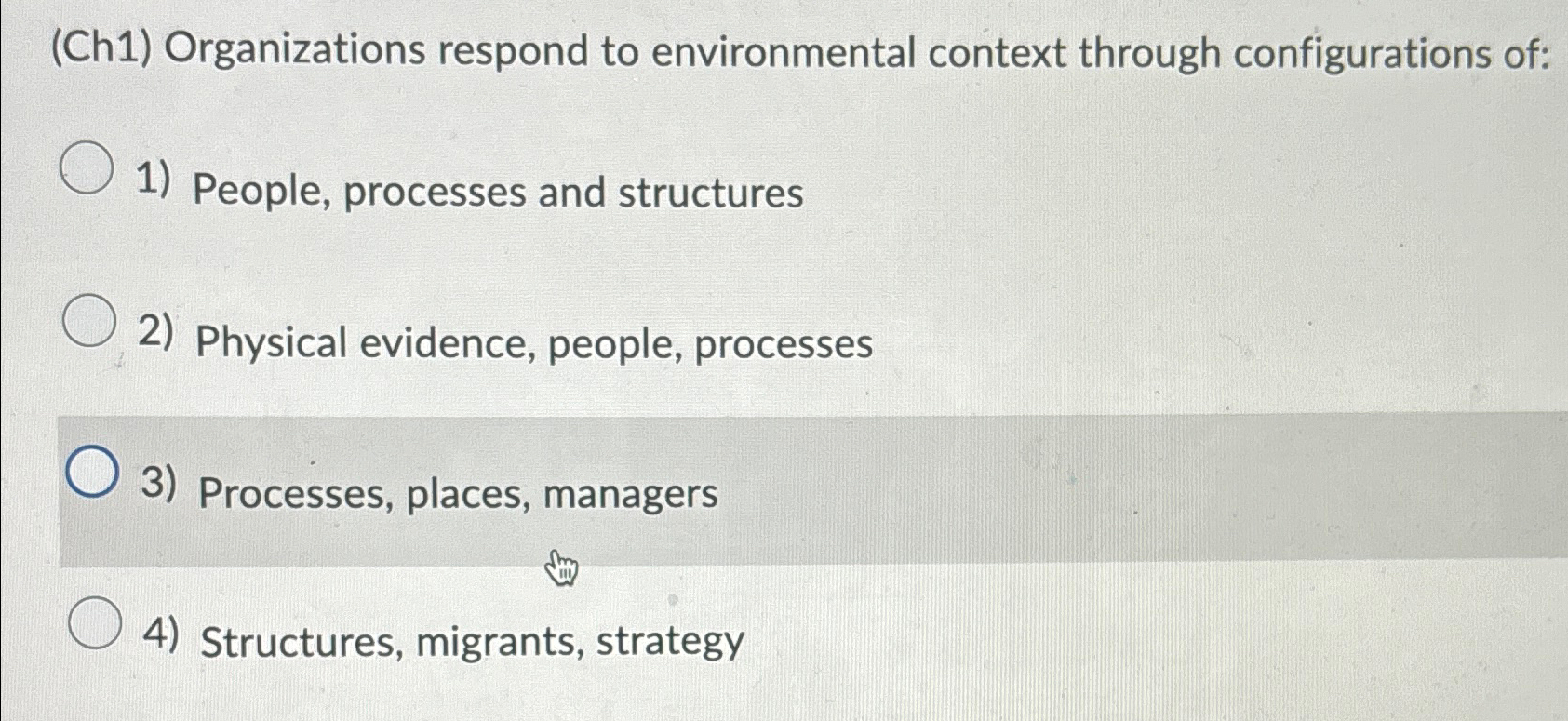 Solved (Ch1) ﻿Organizations respond to environmental context | Chegg.com