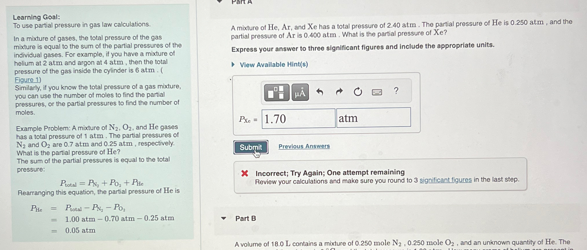 Solved Learning Goal:To use partial pressure in gas law | Chegg.com