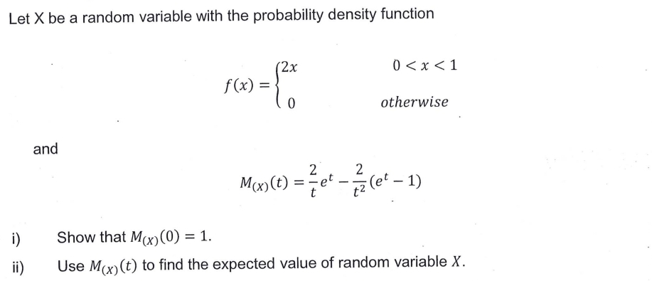 Solved Let x ﻿be a random variable with the probability | Chegg.com