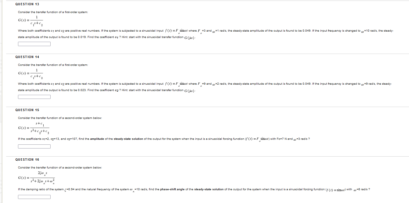 Solved QUESTION 13Consider the transfer function of a | Chegg.com