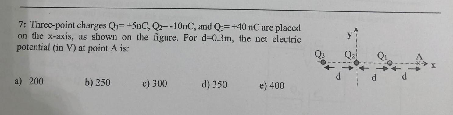 Solved 7: Three-point charges Q₁=+5nC, Q2= -10nC, and Q3= | Chegg.com