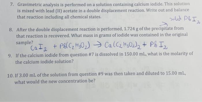 7. Gravimetric analysis is performed on a solution | Chegg.com
