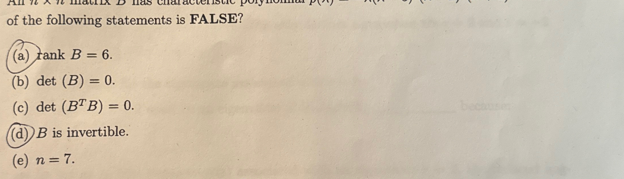 Solved of the following statements is FALSE?(a) tankB=6.(b) | Chegg.com