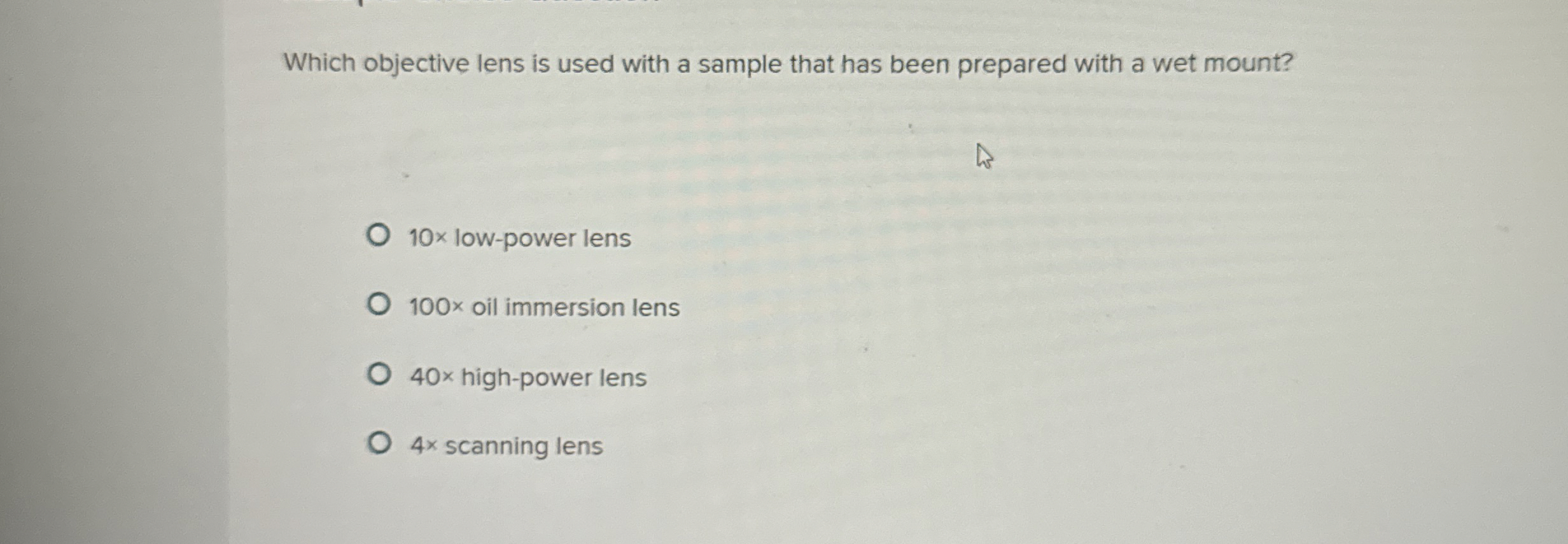 Solved Which objective lens is used with a sample that has | Chegg.com