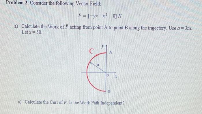 Solved Problem 3. Consider the following Vector Field: F = | Chegg.com
