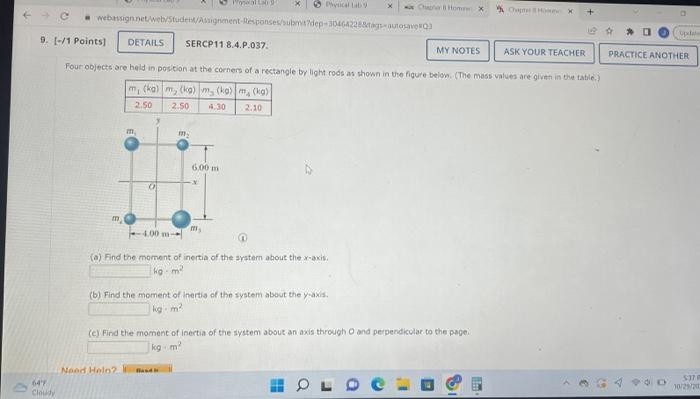Solved Four objects are held in postion at the coeners of a | Chegg.com