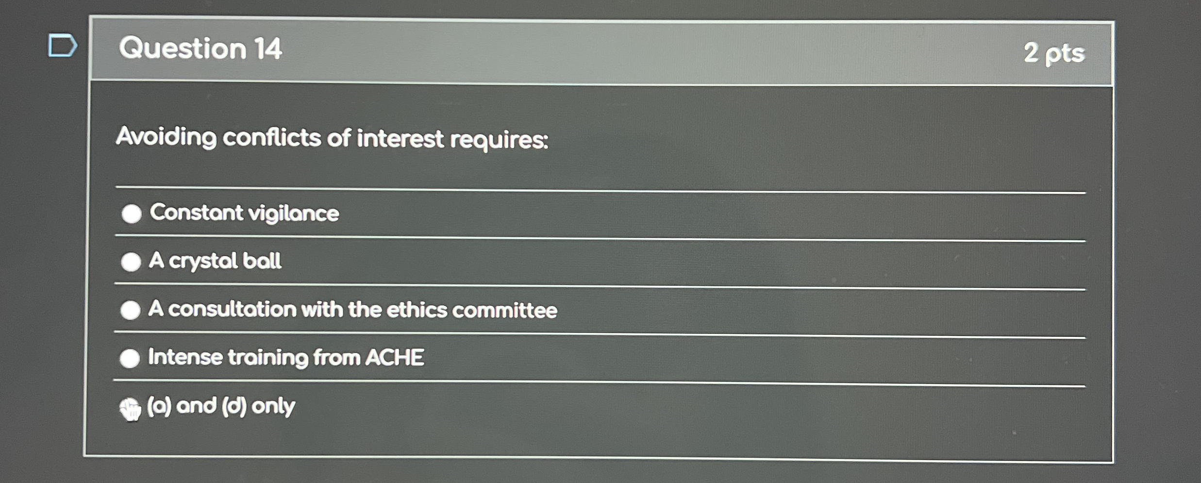 Solved Question 142 ﻿ptsAvoiding conflicts of interest | Chegg.com
