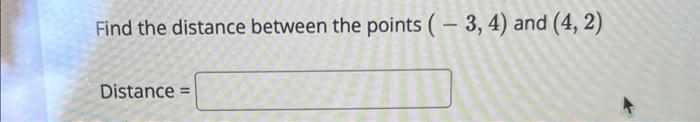 Solved Find the distance between the two points shown below. | Chegg.com