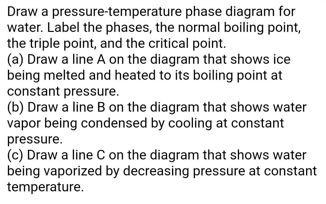 Solved Draw a pressure-temperature phase diagram for water. | Chegg.com