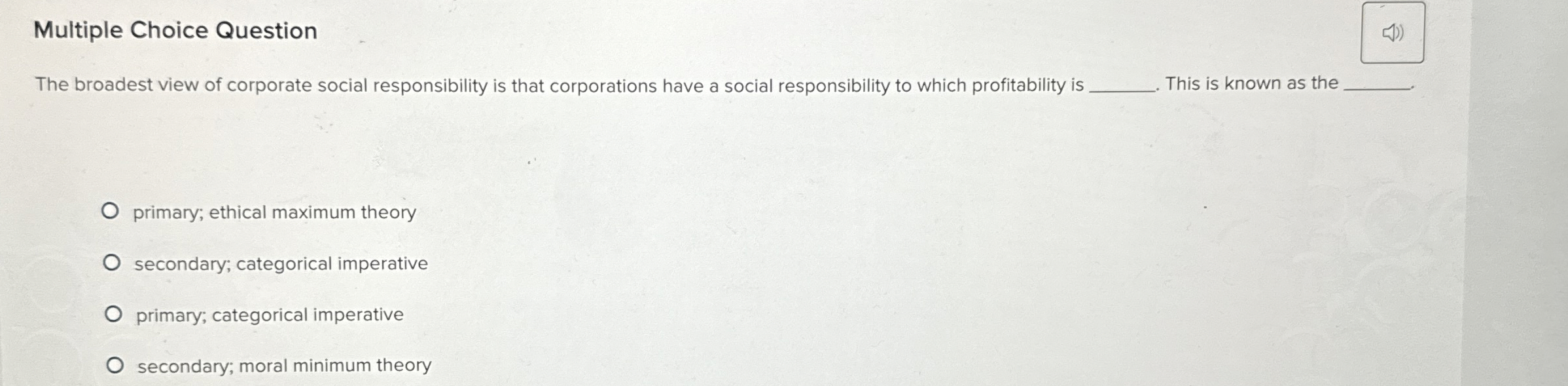 Solved Multiple Choice QuestionThe broadest view of | Chegg.com