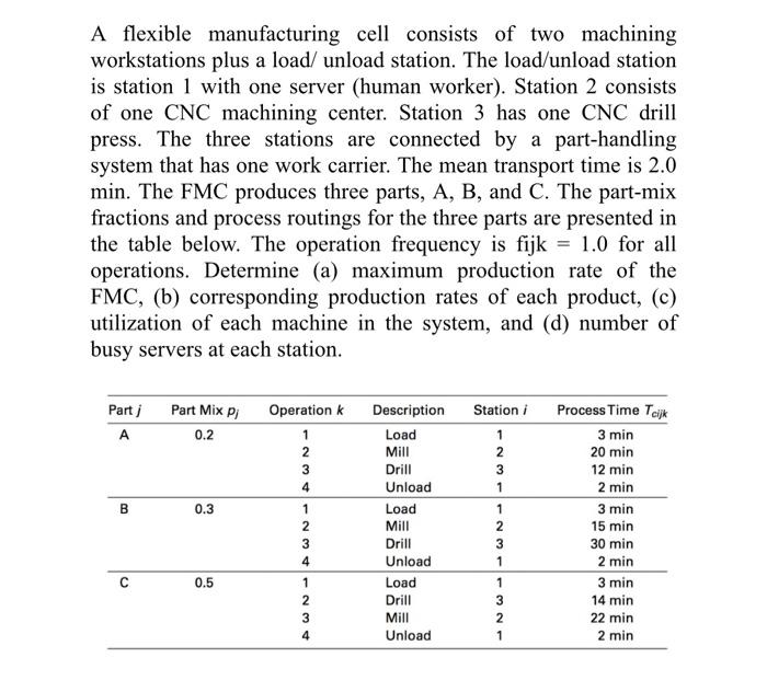 Solved A flexible manufacturing cell consists of two | Chegg.com