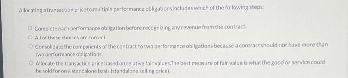 Allocating a transaction price to multiple | Chegg.com