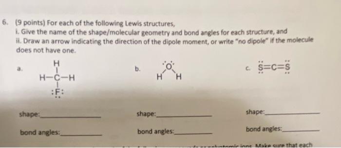 Solved 6. (9 points) For each of the following Lewis | Chegg.com
