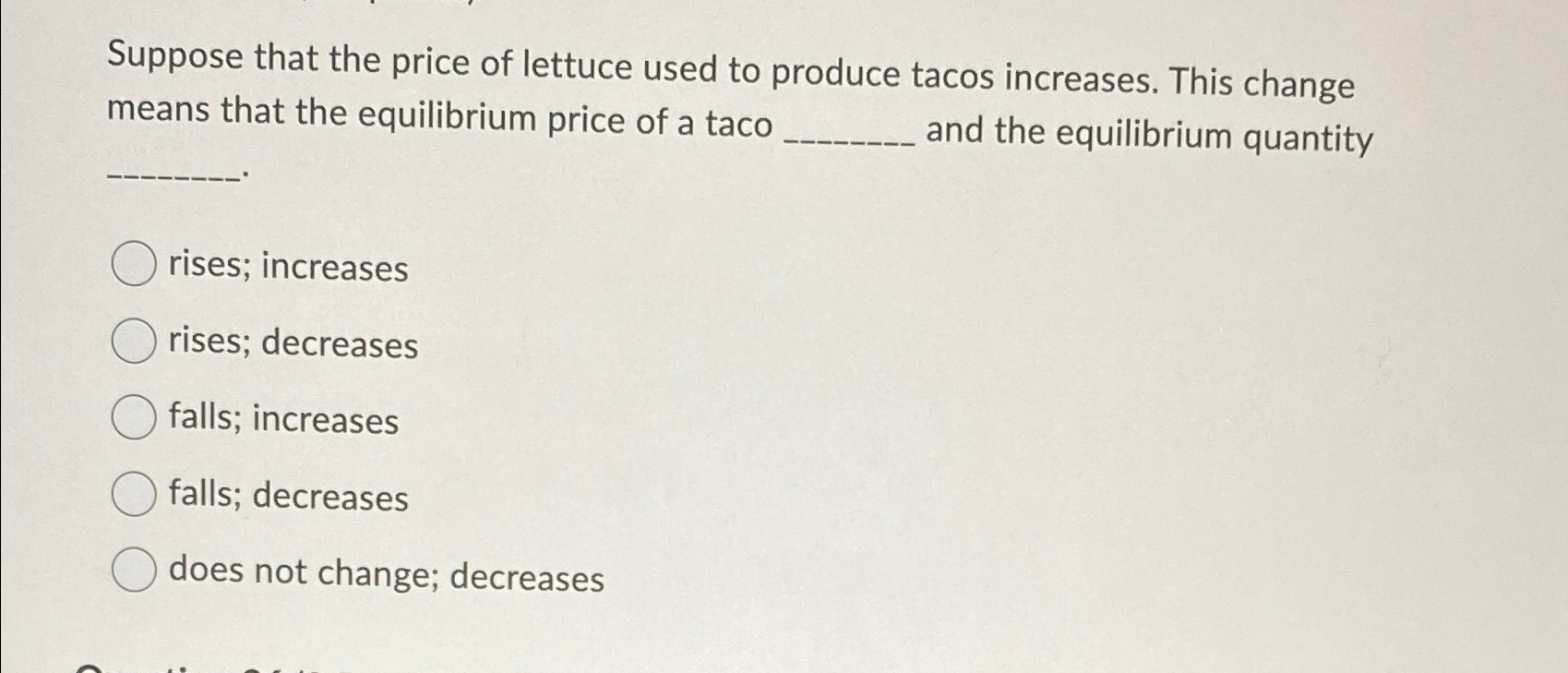 Solved Suppose that the price of lettuce used to produce | Chegg.com