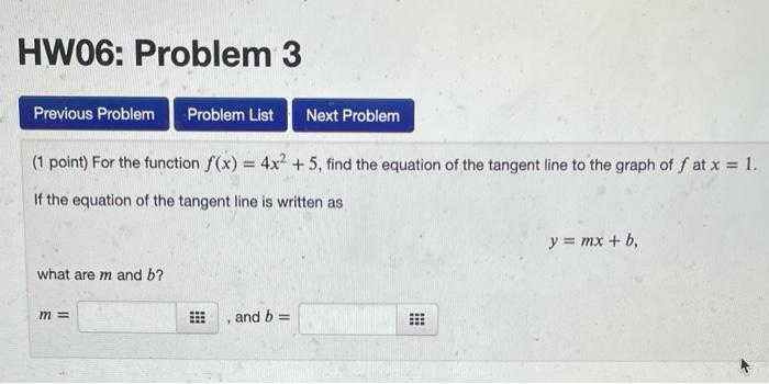 Solved HW06: Problem 3 Previous Problem Problem List Next | Chegg.com