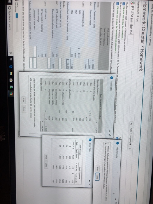 Financial Accounting Canvas Homework: Chapter 7 | Chegg.com