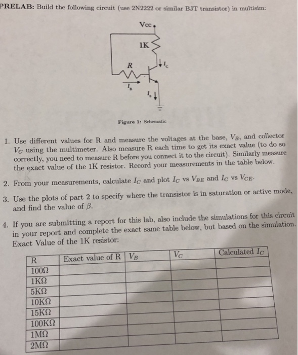 Solved ILLAB: Build the following circuit (use 2N2222 or | Chegg.com