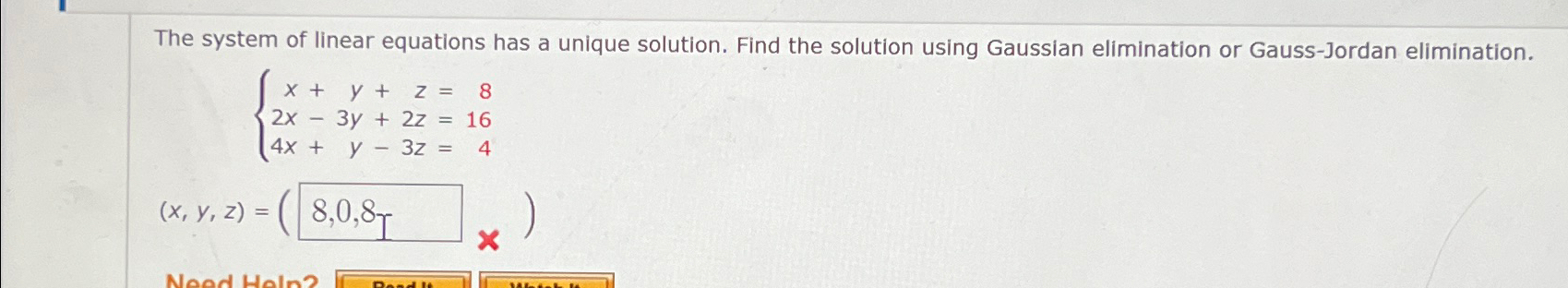Solved The system of linear equations has a unique solution. | Chegg.com