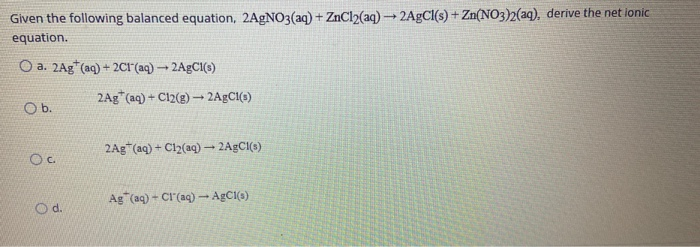 Solved Given the following balanced equation, 2AgNO3(aq) + | Chegg.com