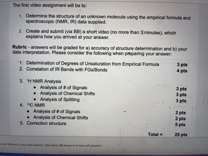 Solved The first video assignment will be to: 1. Determine | Chegg.com